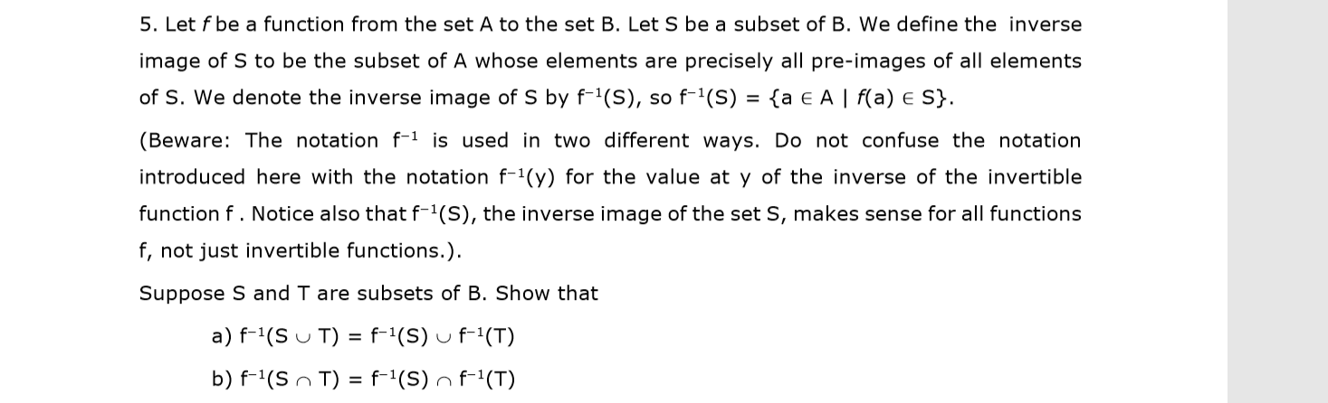 Solved 5 Let F Be A Function From The Set A To The Set B