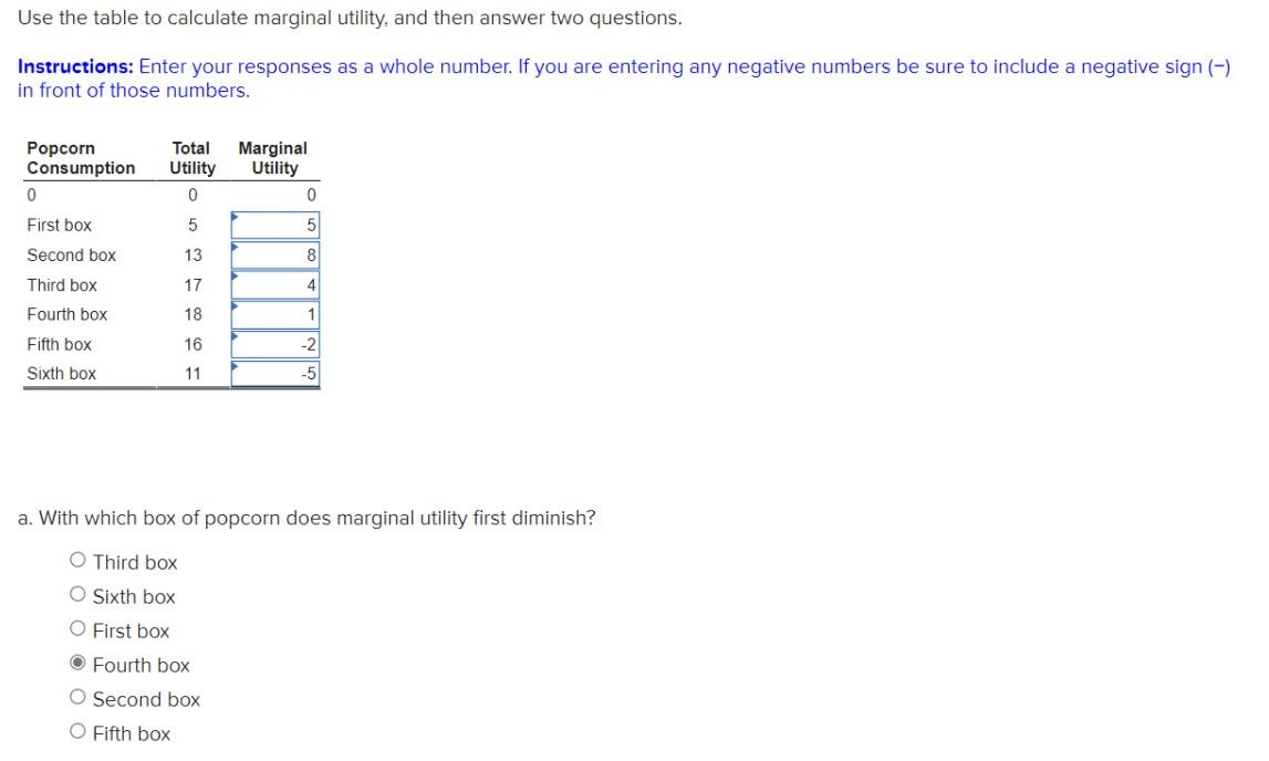 Solved Use the table to calculate marginal utility, and then | Chegg.com