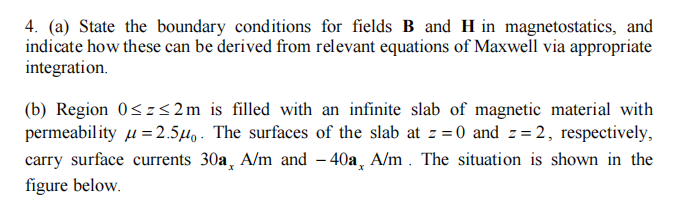 Solved 4. (a) State the boundary conditions for fields B and | Chegg.com