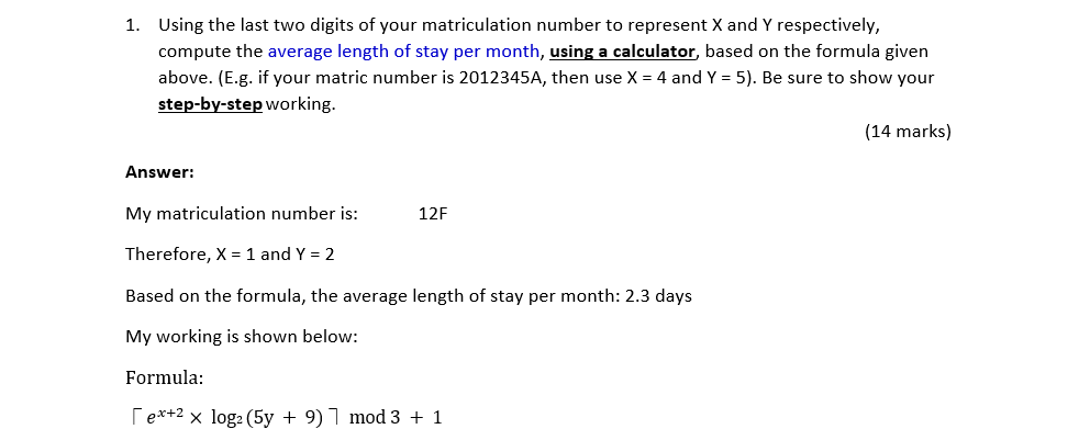 Solved 1. Using the last two digits of your matriculation | Chegg.com