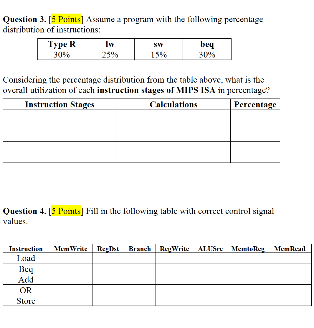 Solved Question 1. Assume that the MIPS stages have these | Chegg.com