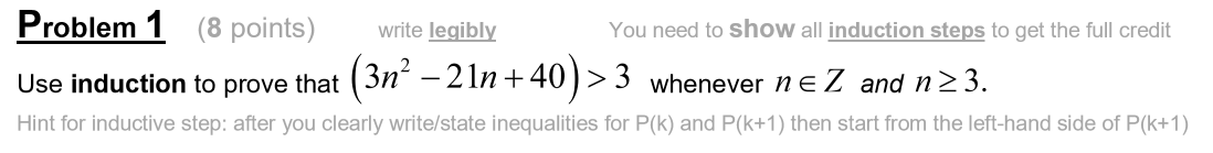 Solved Problem 1 (8 points) write legibly You need to show | Chegg.com