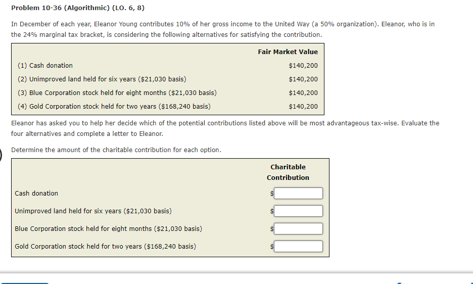 Solved Problem 10-36 (Algorithmic) (LO. 6, 8) In December of | Chegg.com