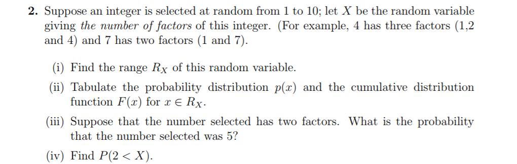 Solved 2 Suppose An Integer Is Selected At Random From 1 To