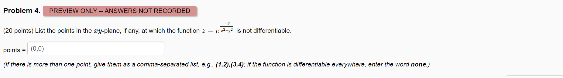 Solved Problem 4. PREVIEW ONLY -- ANSWERS NOT RECORDED -Y | Chegg.com