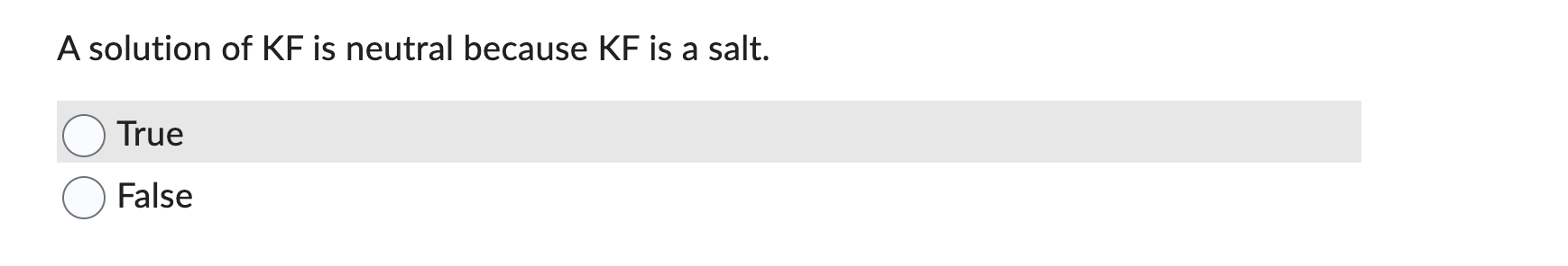 Solved A solution of KF is neutral because KF is a salt. | Chegg.com