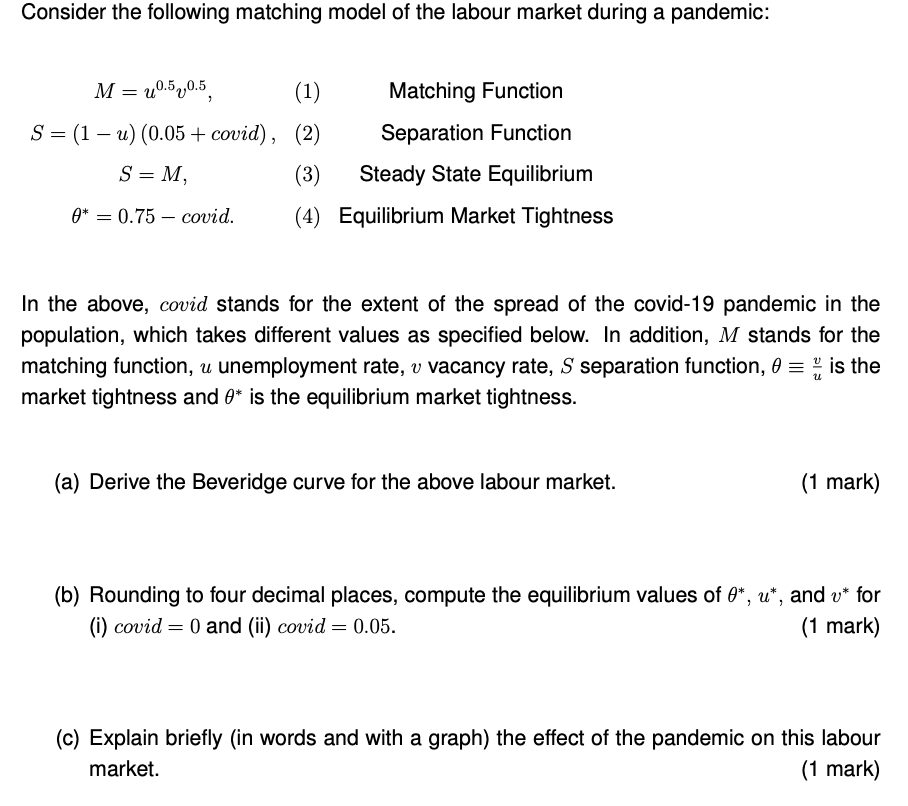 Solved Consider the following matching model of the labour | Chegg.com