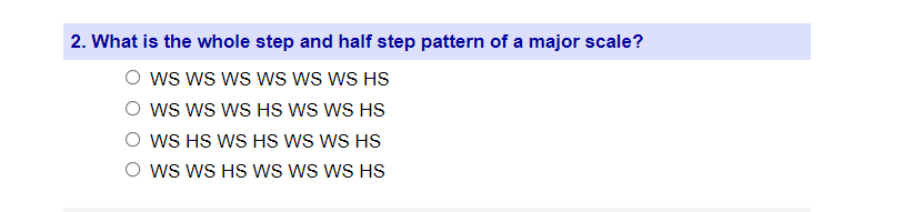 Solved 2. What is the whole step and half step pattern of a | Chegg.com