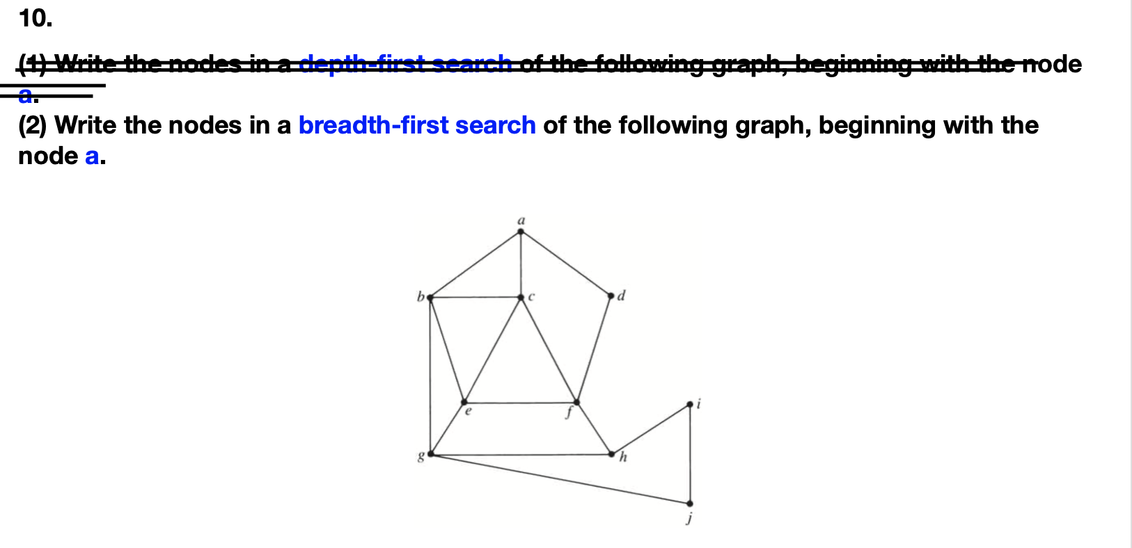 Solved 10. * Write the nodes-in-adepth-first search at the | Chegg.com