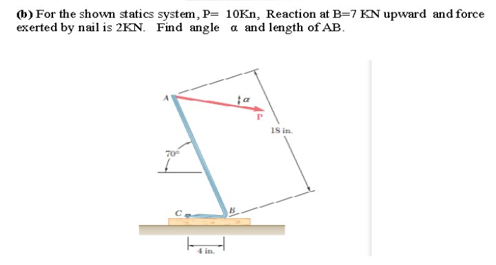 Solved (b) For the shown statics system, P= 10Kn, Reaction | Chegg.com