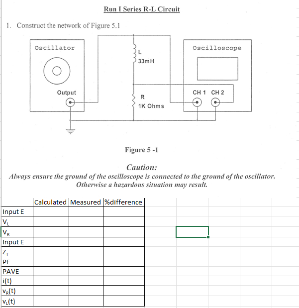 Run I Series R-L Circuit 1. Construct the network of | Chegg.com