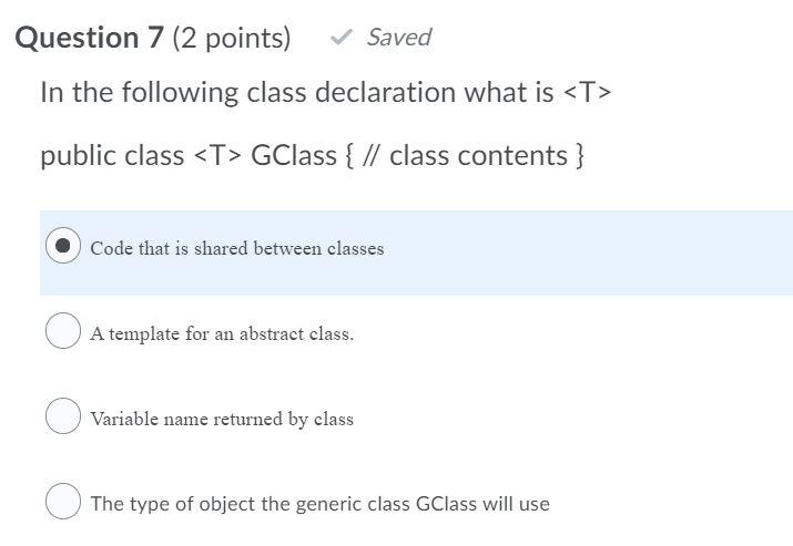 Solved Question 7 2 Points Saved In The Following Class 3160