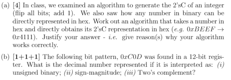 Solved (a) [4] In class, we examined an algorithm to | Chegg.com