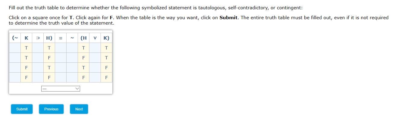 Solved Fill Out The Truth Table To Determine Whether The