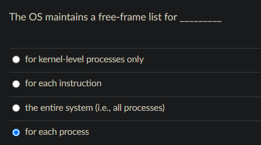 Solved The OS maintains a free-frame list for for | Chegg.com