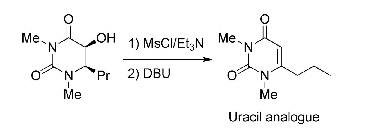 Solved 1) MsCl/Et3 N 2) DBU Uracil analogue | Chegg.com
