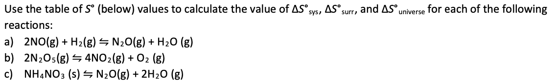 Solved sys AS°surr, and AS universe for each of the | Chegg.com