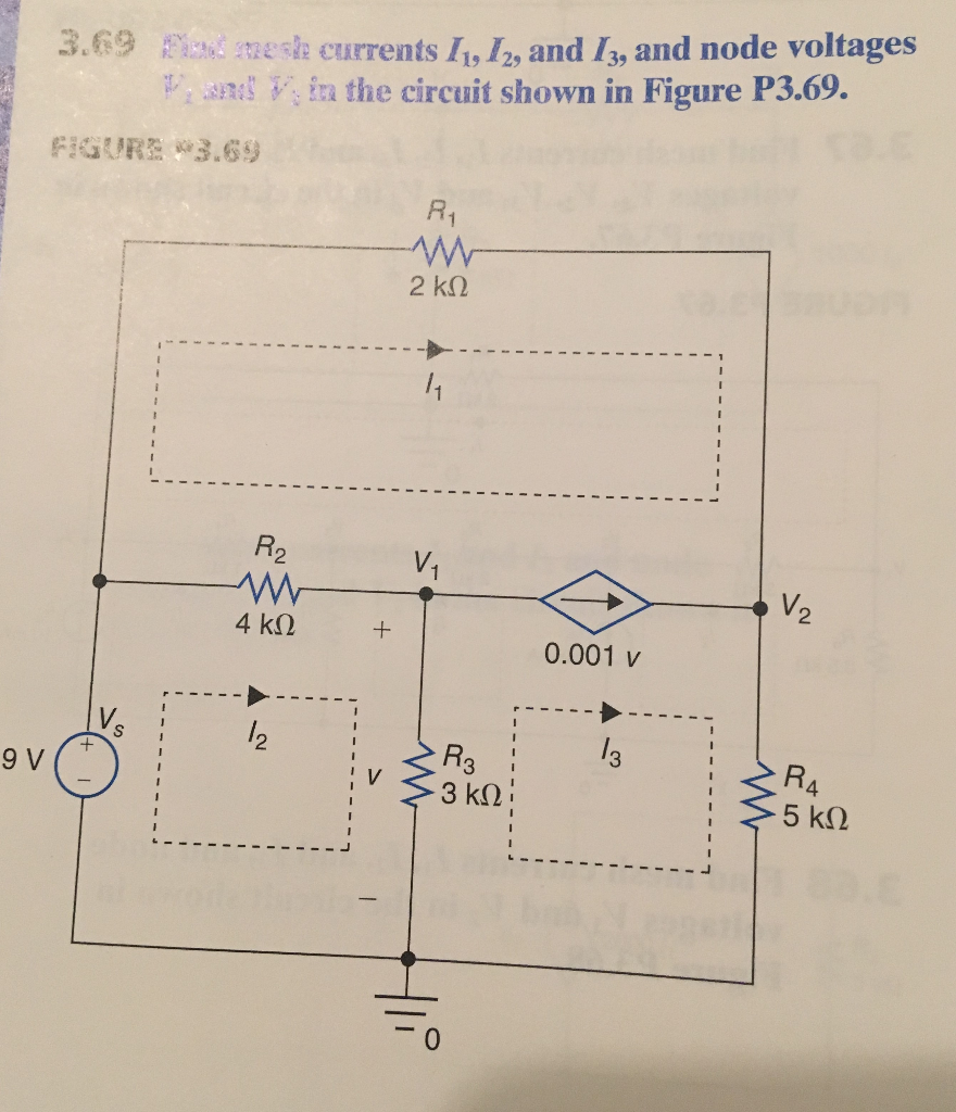 Solved 3.69 P ared currents 11, L2, and I, and node voltages | Chegg.com
