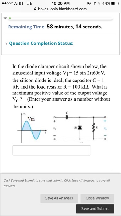 Solved In the diode clamper circuit shown below, the | Chegg.com