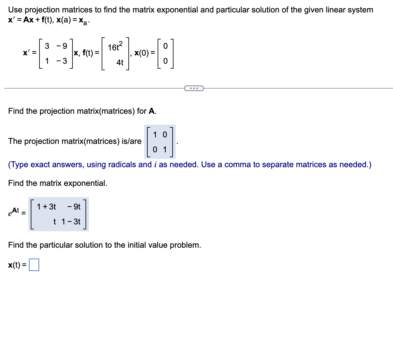 Solved Use projection matrices to find the matrix | Chegg.com