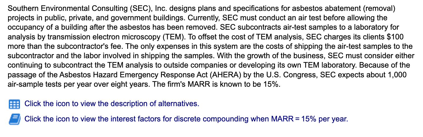 Southern Environmental Consulting (SEC), Inc. designs | Chegg.com