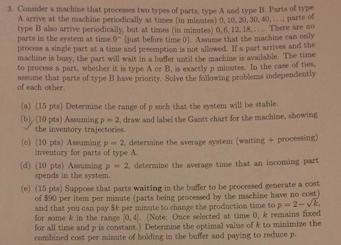 Solved 3. Consider a machine that processes two types of | Chegg.com