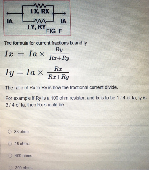 Solved IX, RX IA IY, RY FIG F The formula for current | Chegg.com