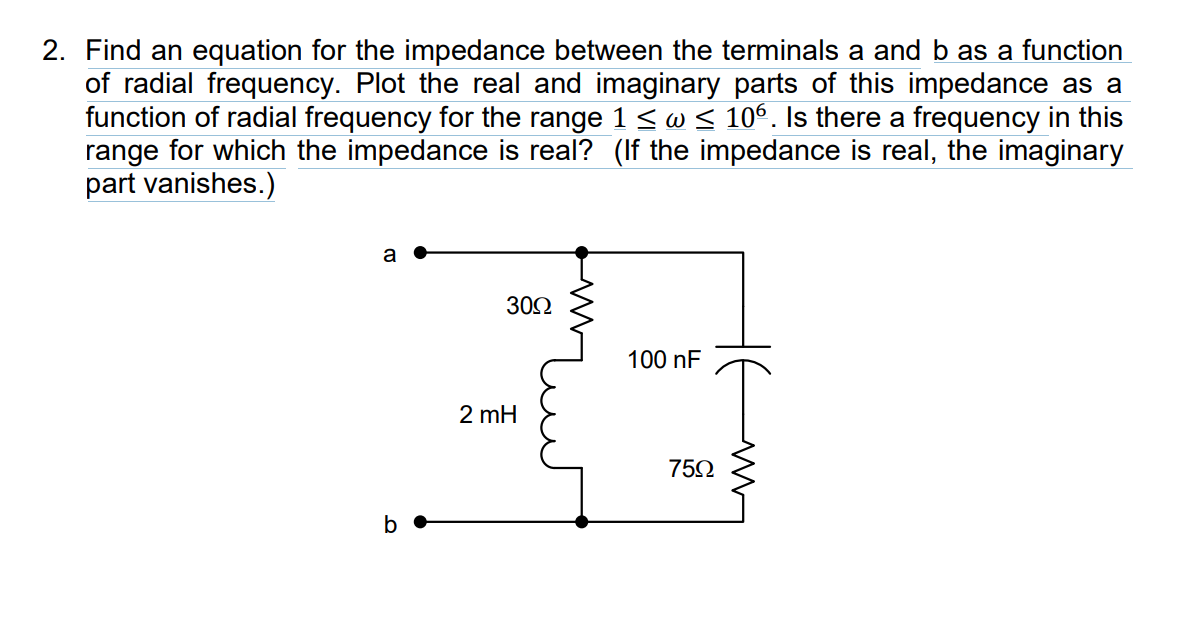 Solved Find an equation for the impedance between the | Chegg.com