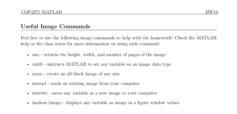 COP 2271 MATLAB HW10 Image Puzzles Key programming | Chegg.com