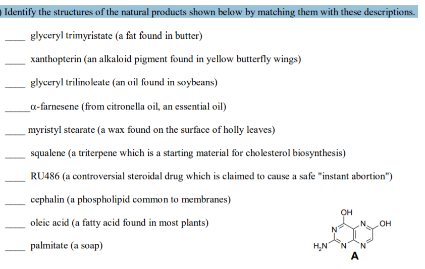 Solved Identify the structures of the natural products shown | Chegg.com