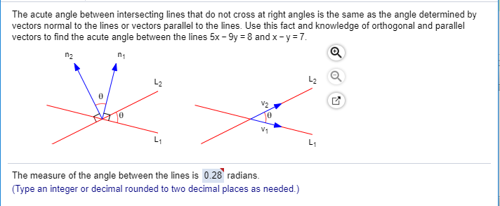 Solved The acute angle between intersecting lines that do | Chegg.com