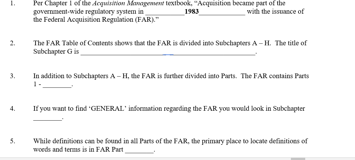 Solved Per Chapter 1 of the Acquisition Management textbook, | Chegg.com