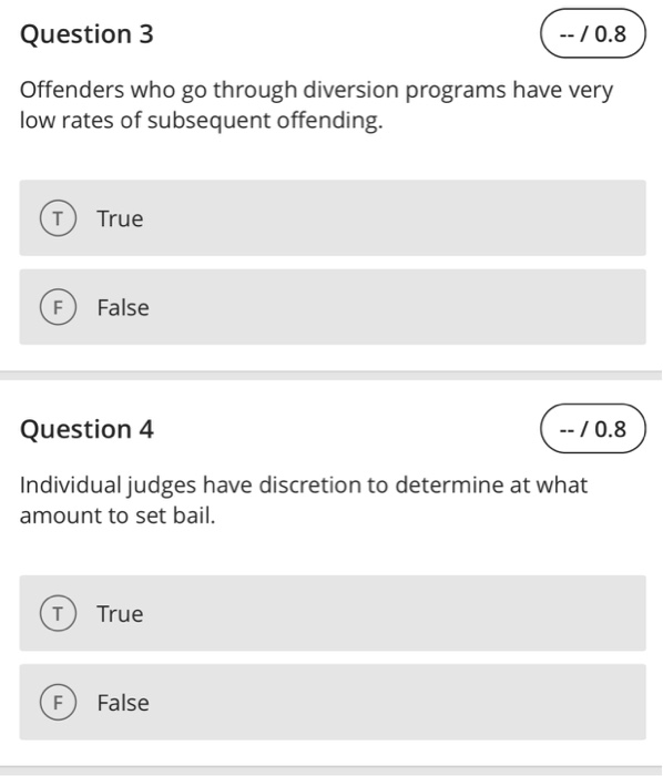 Solved Question 3 /0.8 Offenders who go through diversion | Chegg.com