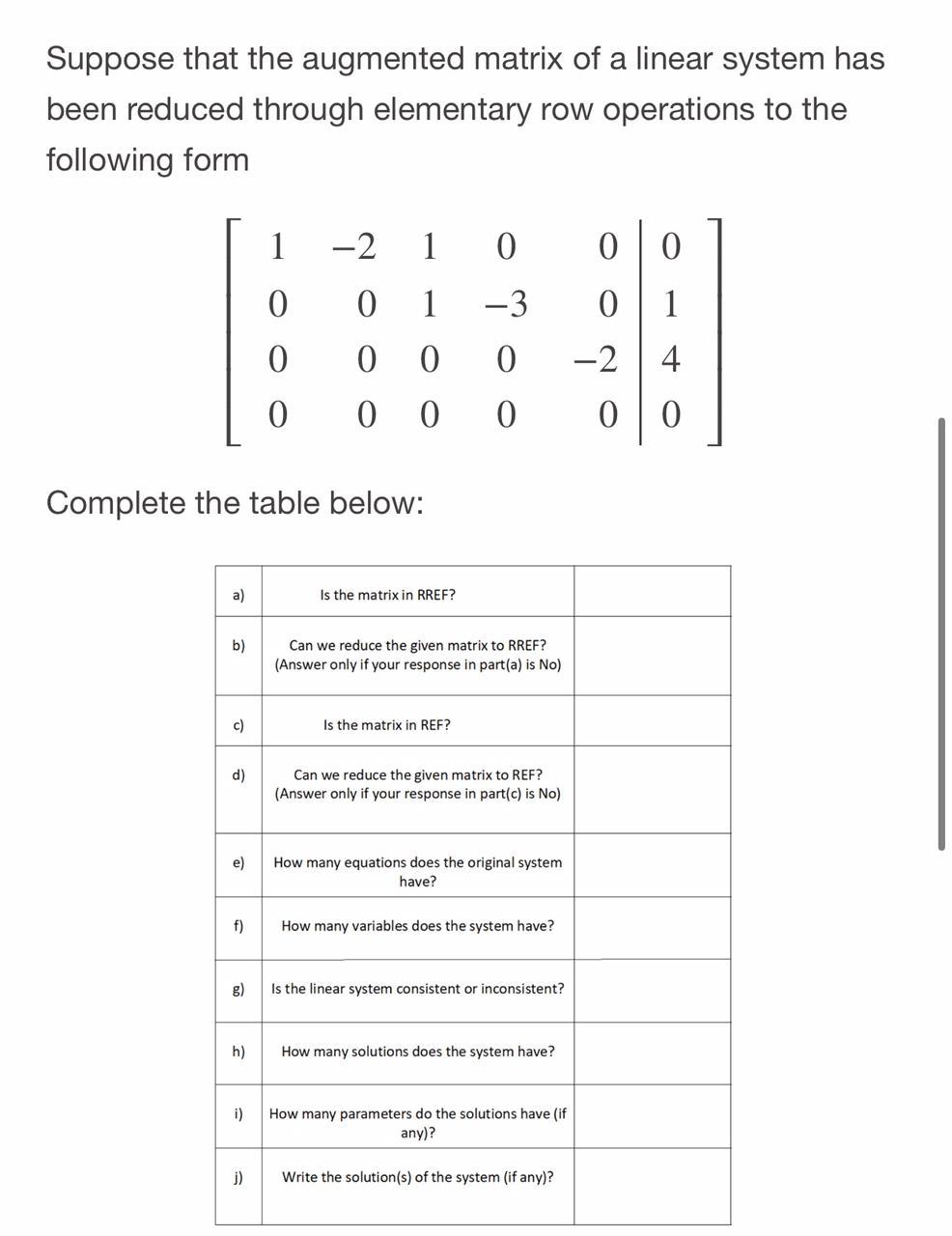 Solved Suppose that the augmented matrix of a linear system | Chegg.com