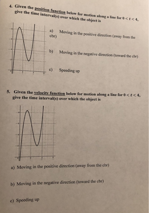 Solved 4. Given the position function below for motion along | Chegg.com