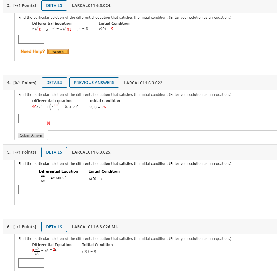 Solved 3. (-/1 Points] DETAILS LARCALC11 6.3.024. Find the | Chegg.com