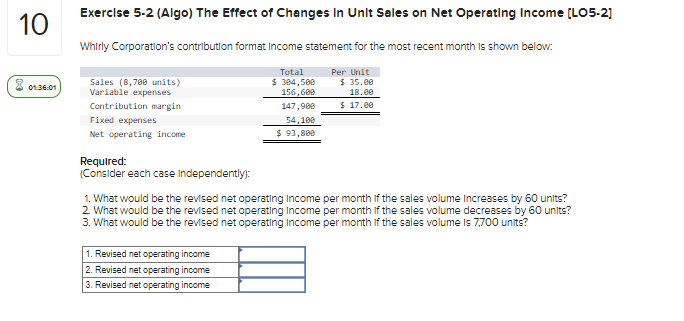 Solved Exerclse 5.2 (Algo) The Effect of Changes In Unlt | Chegg.com Solved Exerclse 5.2 (Algo) The Effect of Changes In Unlt | Chegg.com