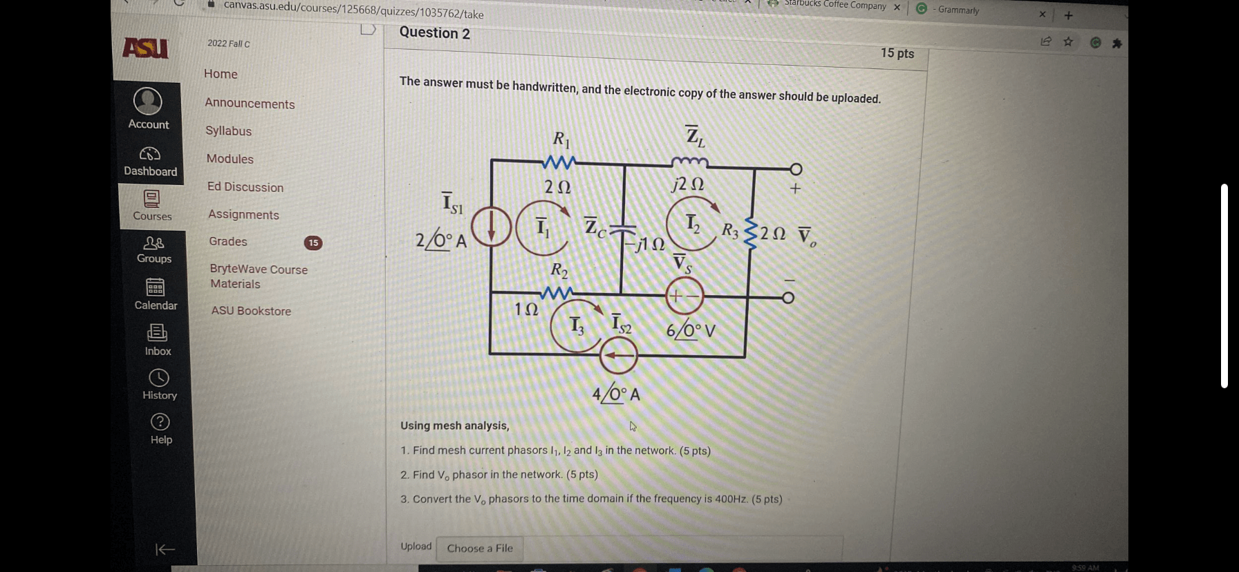 Solved The answer must be handwritten, and the electronic | Chegg.com