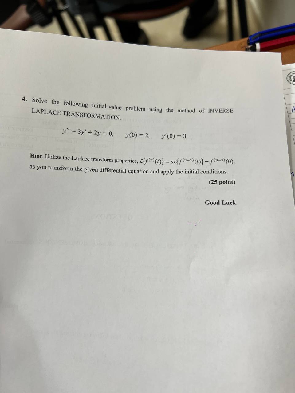 Solved Solve The Following Initial Value Problem Using The