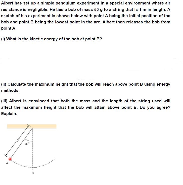 Solved Albert has set up a simple pendulum experiment in a | Chegg.com