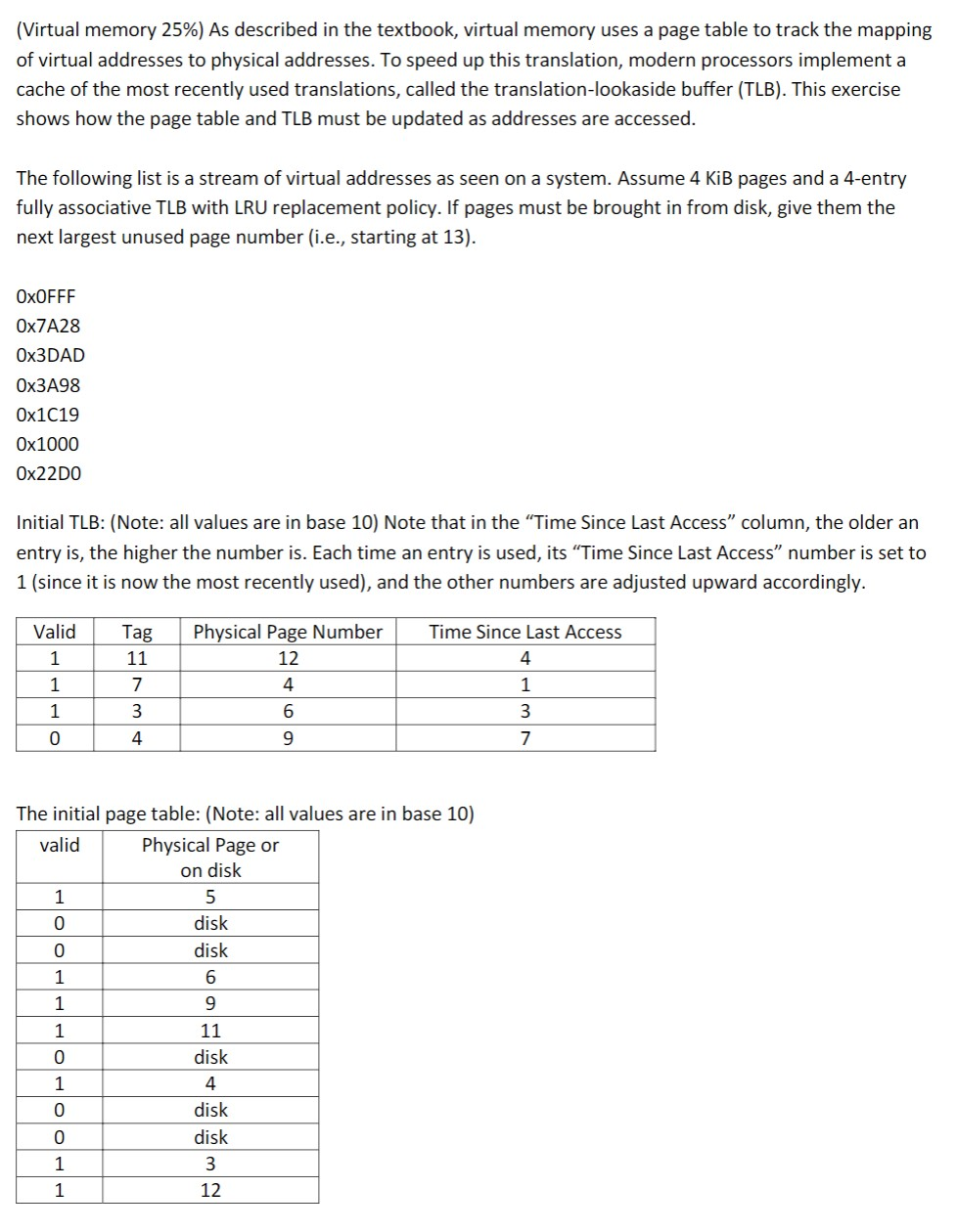 Solved (Virtual memory 25%) As described in the textbook, | Chegg.com