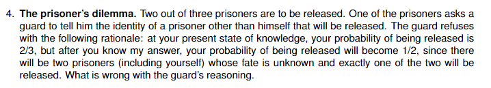 Solved 4. The prisoner's dilemma. Two out of three prisoners | Chegg.com