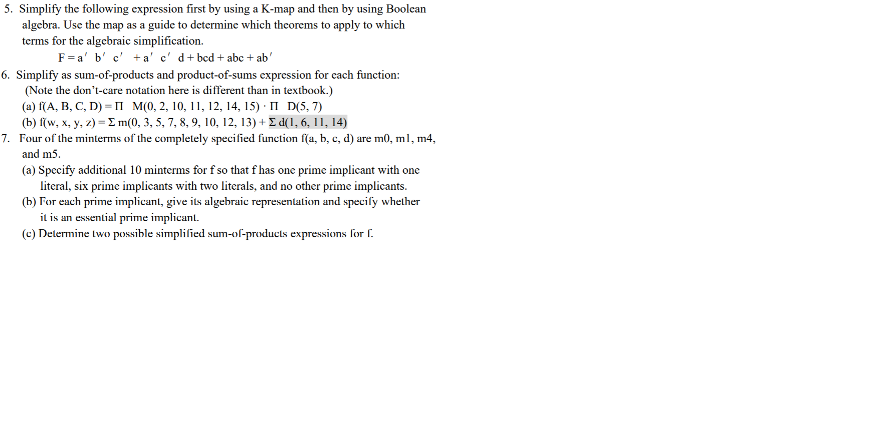 Solved 5. Simplify the following expression first by using a | Chegg.com