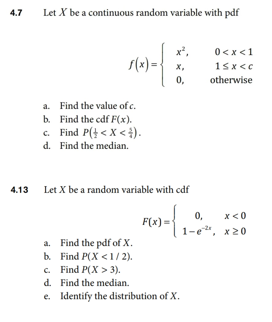 Solved 4.7 Let X be a continuous random variable with pdf | Chegg.com