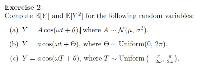 Solved Exercise 2 Compute EY| and EY2 for the following | Chegg.com