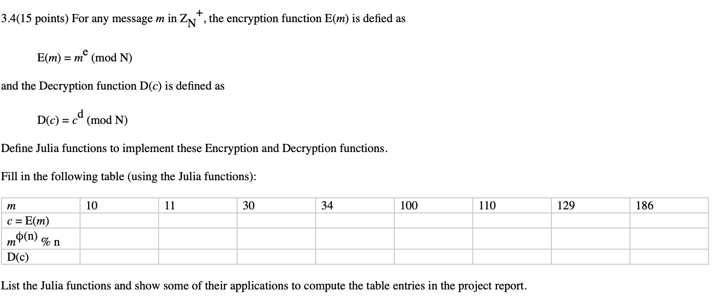 Solved 3.4(15 points) For any message m in ZN+, the | Chegg.com