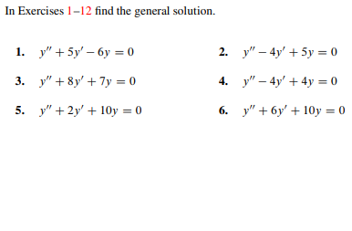Solved In Exercises 1 - 12 find the general solution. 1. y" | Chegg.com