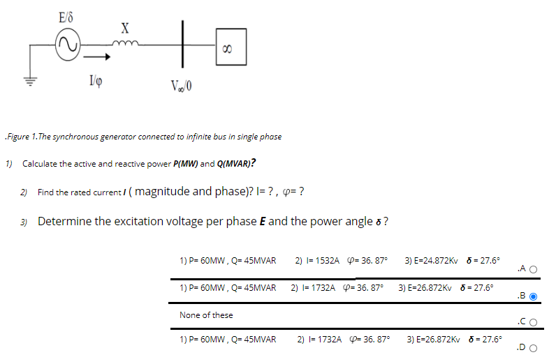 Solved ES X Ιφ V20 Figure 1. The synchronous generotor | Chegg.com