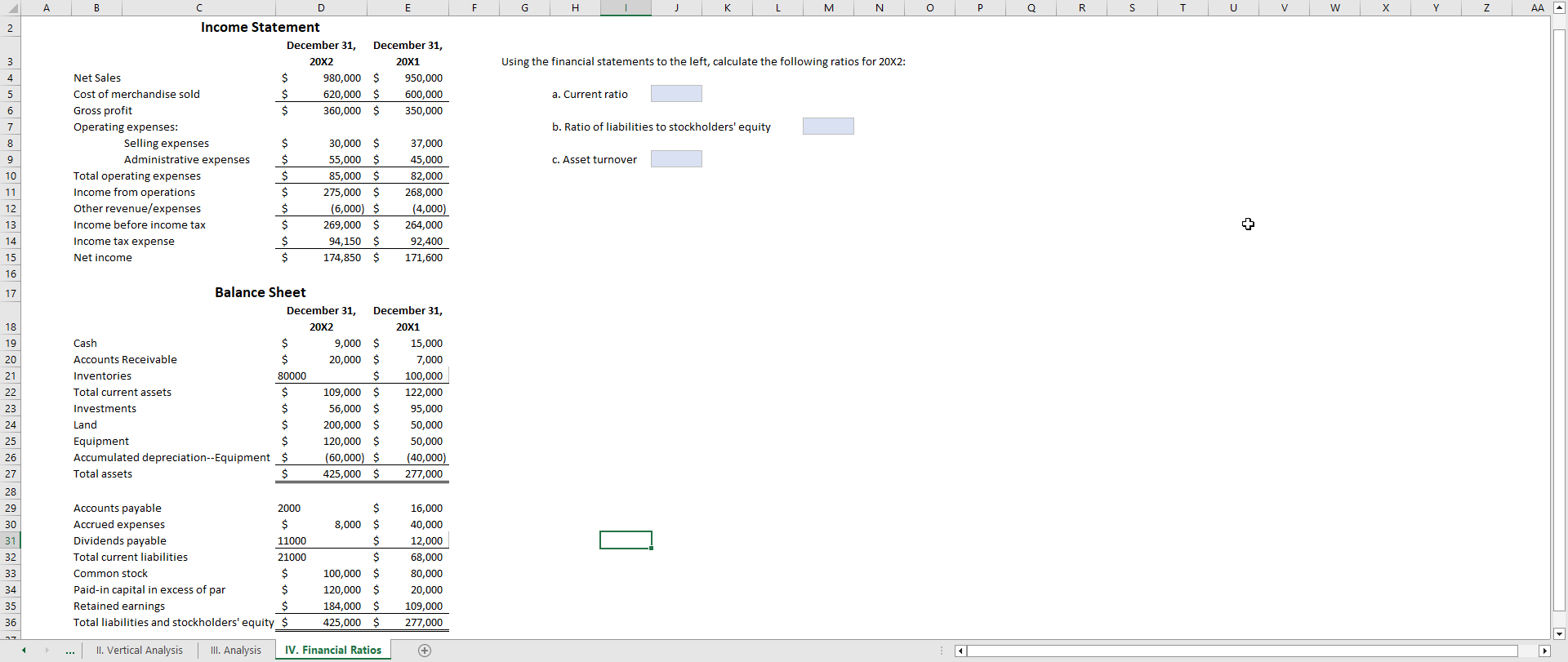Solved Income Statement Using the financial statements to | Chegg.com