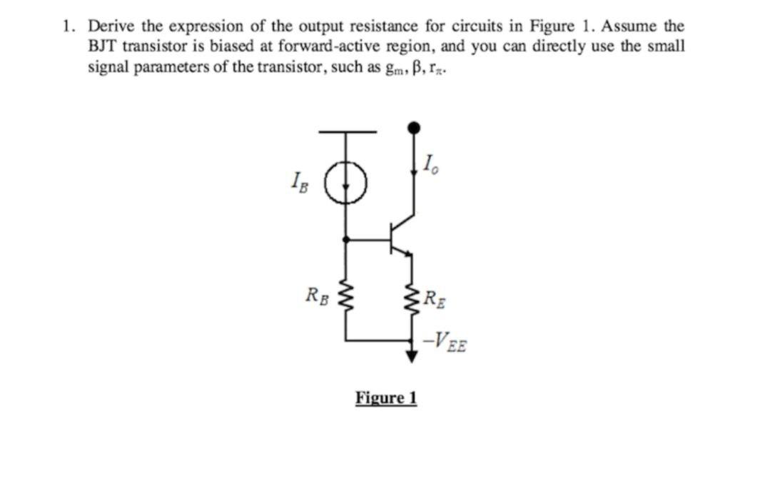 Solved 1. Derive the expression of the output resistance for | Chegg.com
